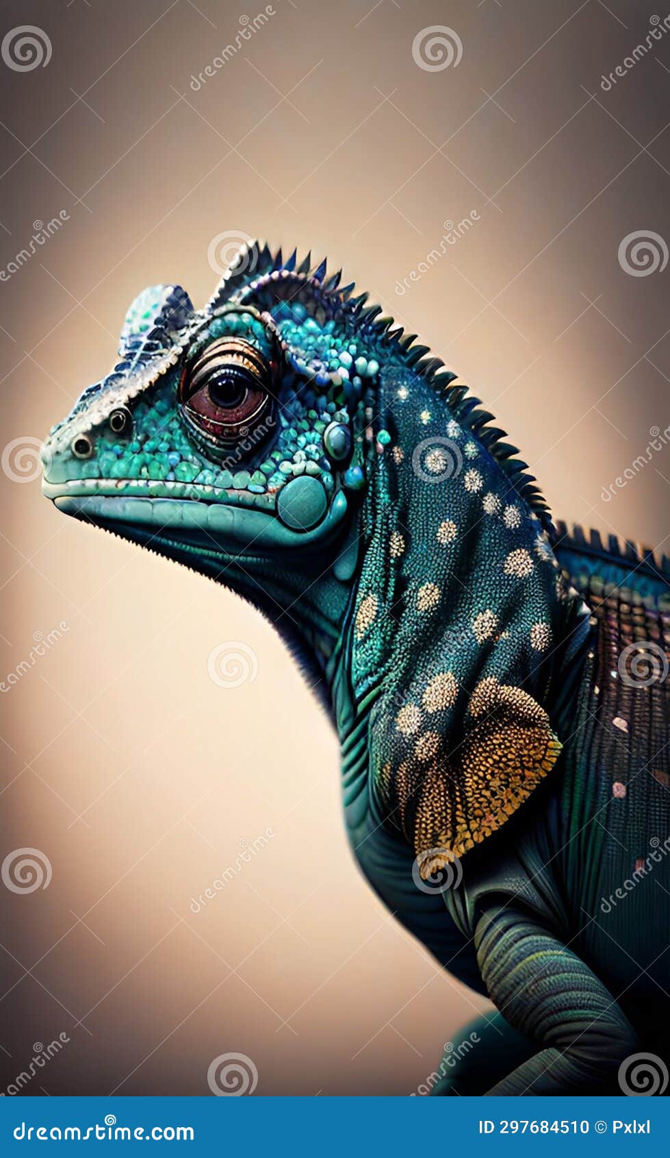 AI Generated Multicolor Portrait of a Lizard Stock Photo - Image of ...