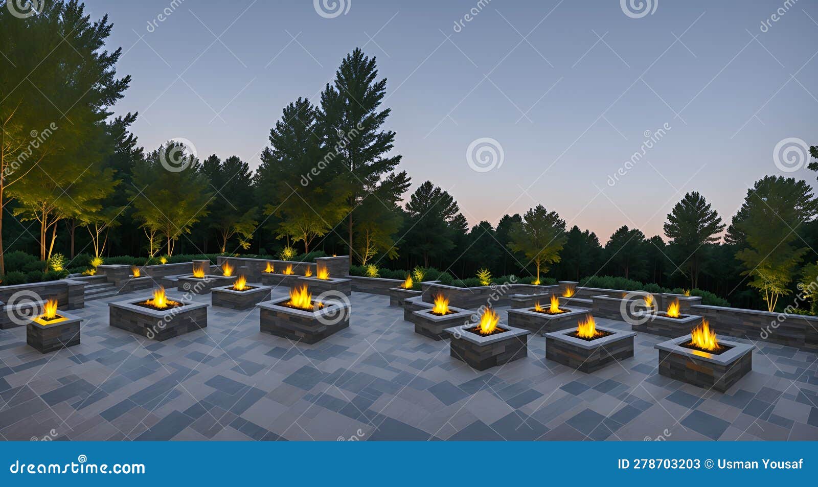 Ai Generated Multiple Fire Pits in a Park, Surrounded by Trees and ...