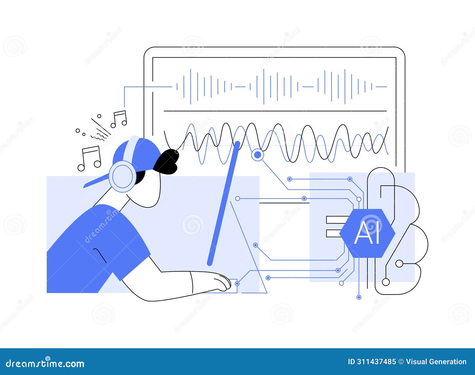 AI-Generated Music Composition Abstract Concept Vector Illustration ...