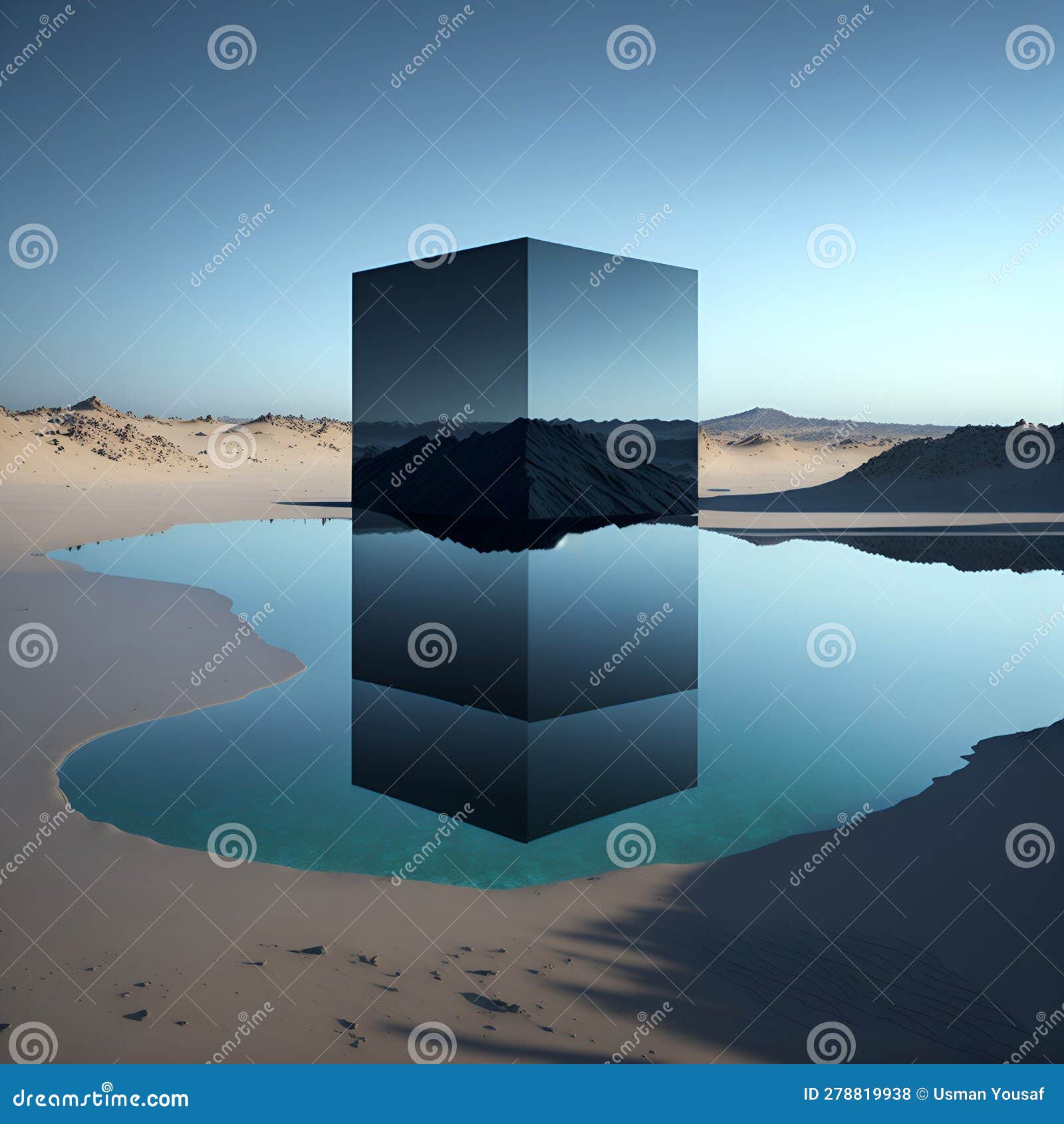 Ai Generated a Mysterious Black Cube Floating in the Middle of a Serene ...