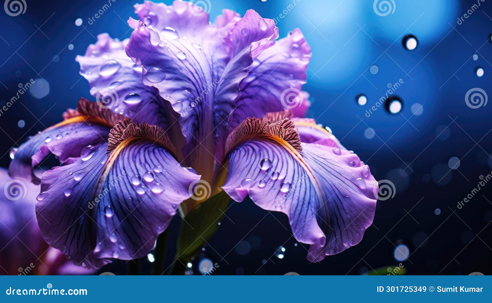 AI Generated Mystical Touch Iris Purple Background with Fantasy Elements Stock Illustration ...