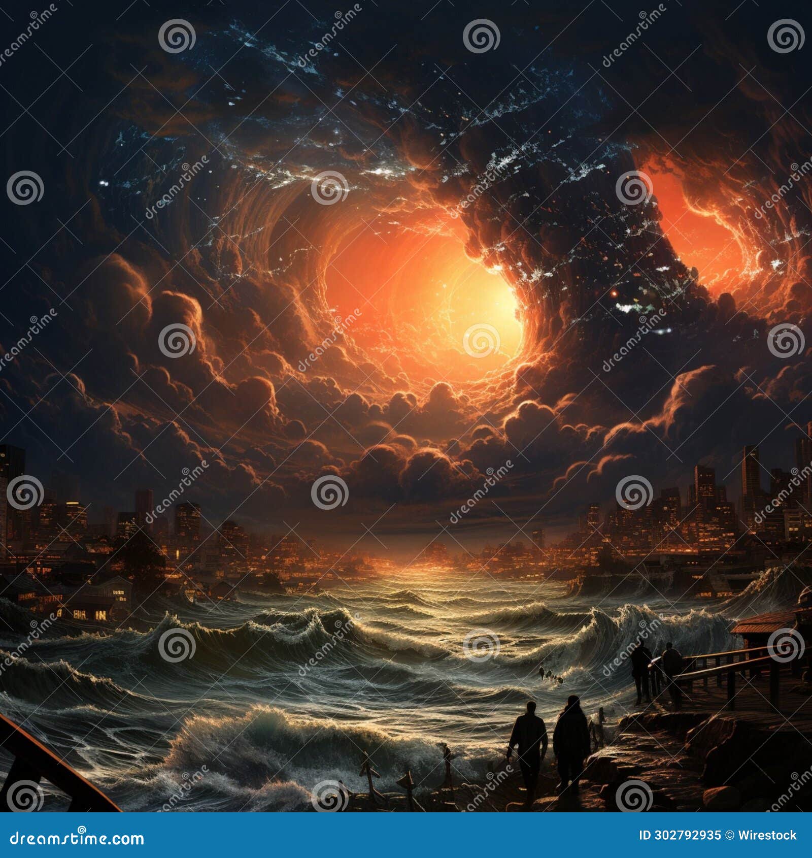 Artificial Vs Natural: Disastrous Collision. Ai Generated Stock ...