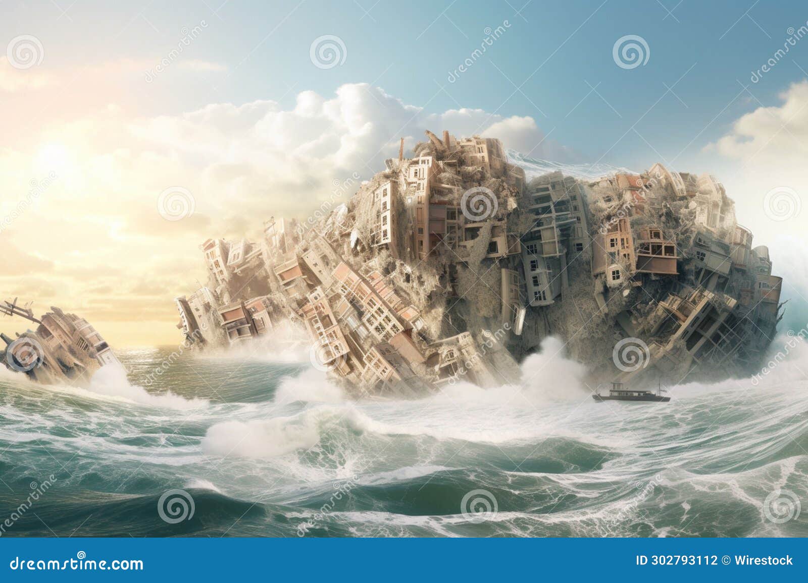 Artificial Vs Natural: Disastrous Collision. Ai Generated Stock ...