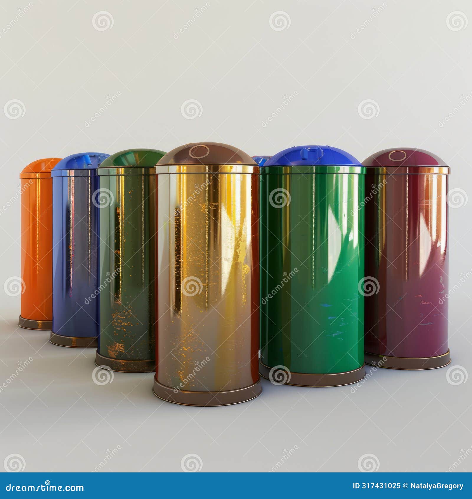 AI Generated. New Round Designer Multi-colored Trash Cans Installed in ...
