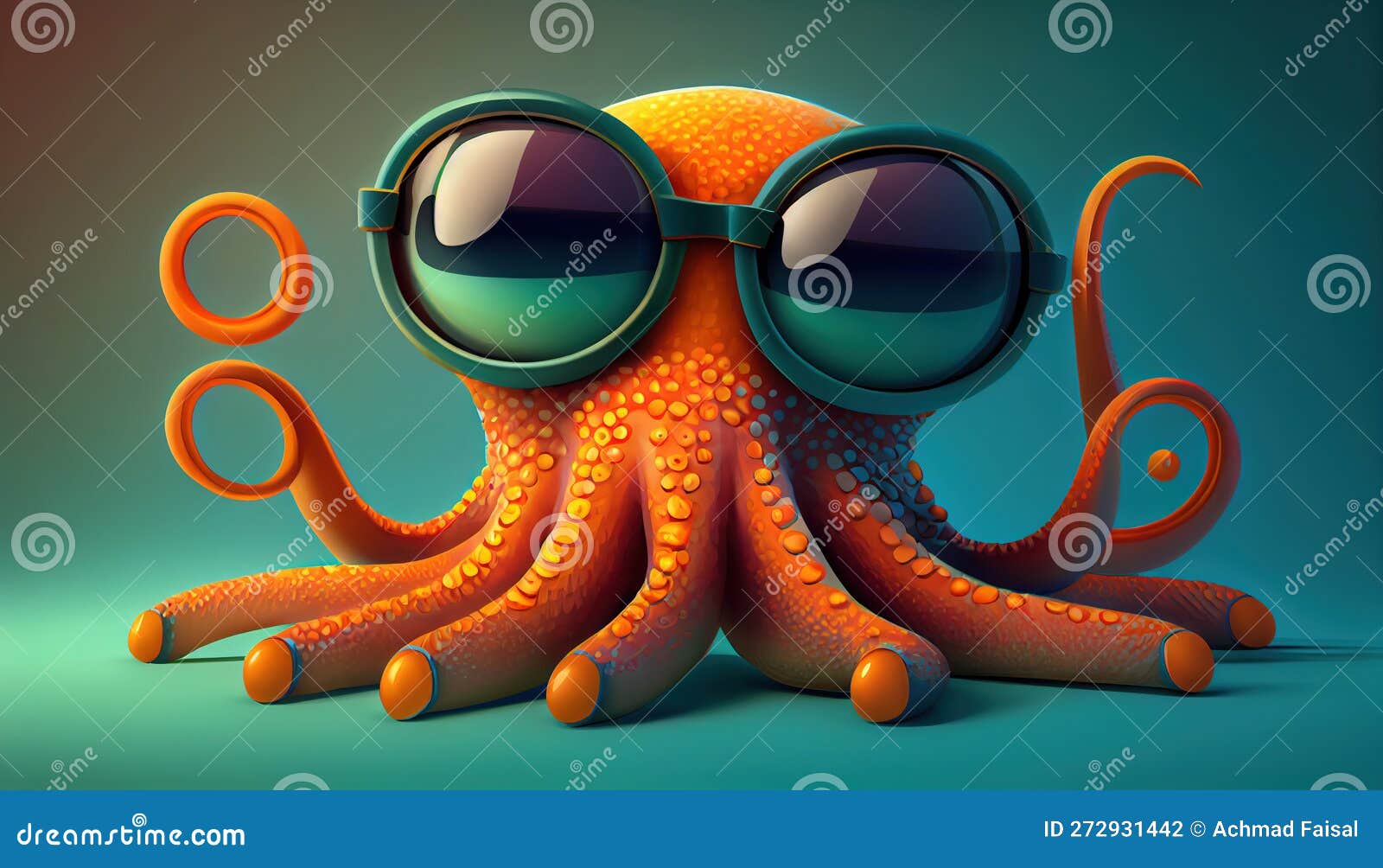 AI Generated Octopus with Sunglasses Stock Illustration - Illustration ...