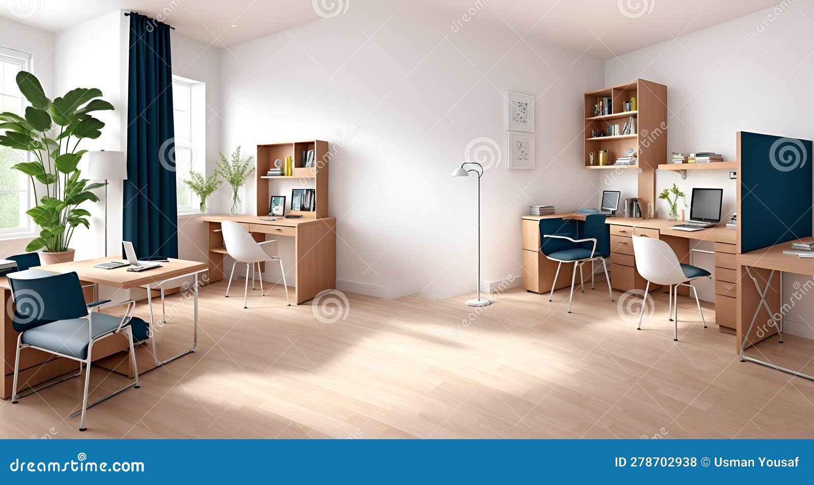 Ai Generated an Office Space with Modern Desk and Computer Setup Stock ...