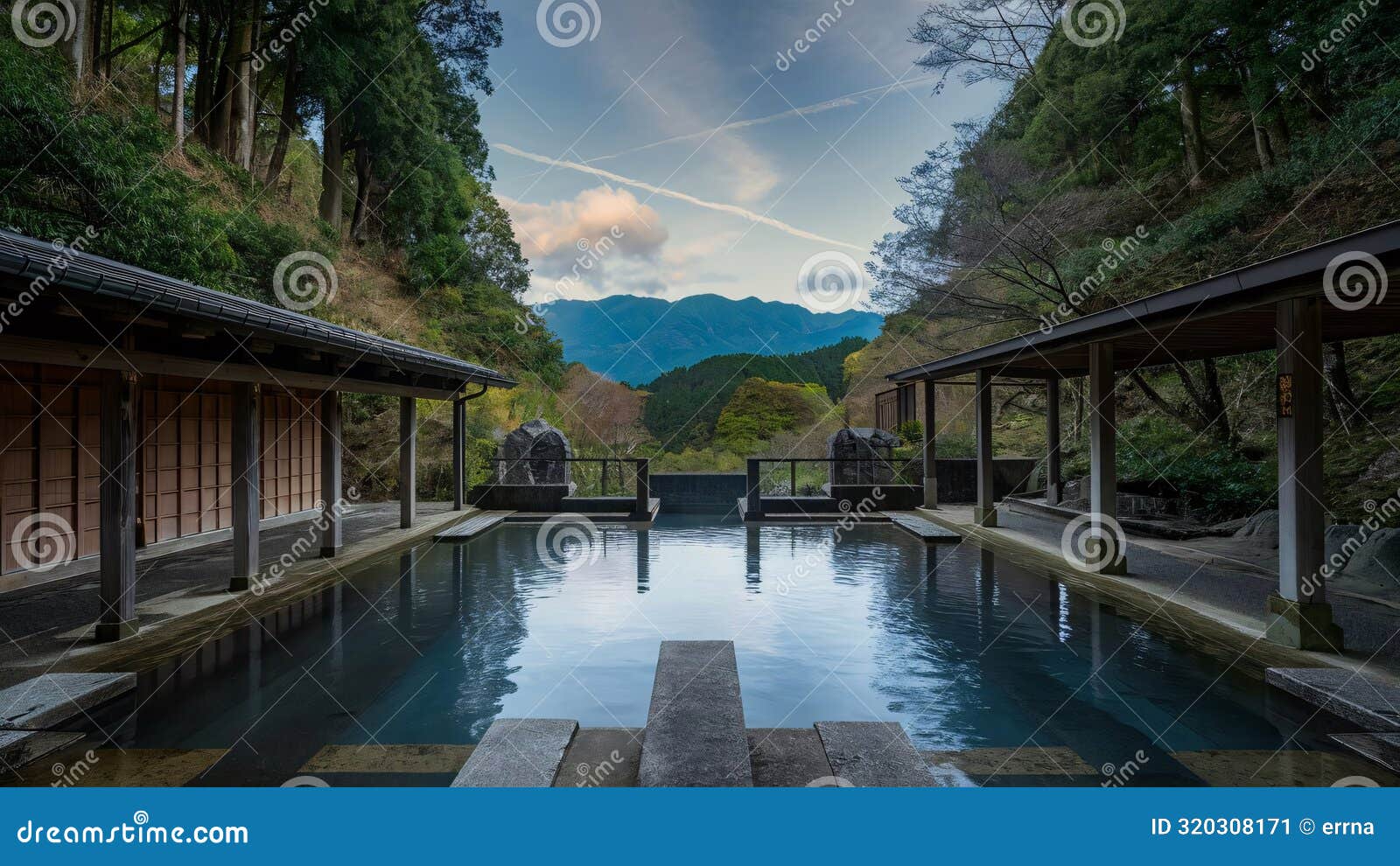 Ai Generated Onsen Traditional Japanese Hot Prings Outdoor Landscape