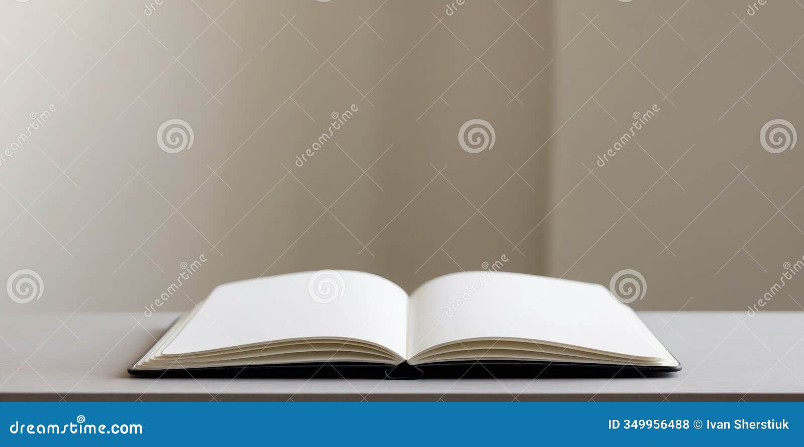 An Open Notebook with Blank White Pages Lies on a Flat Surface Stock ...
