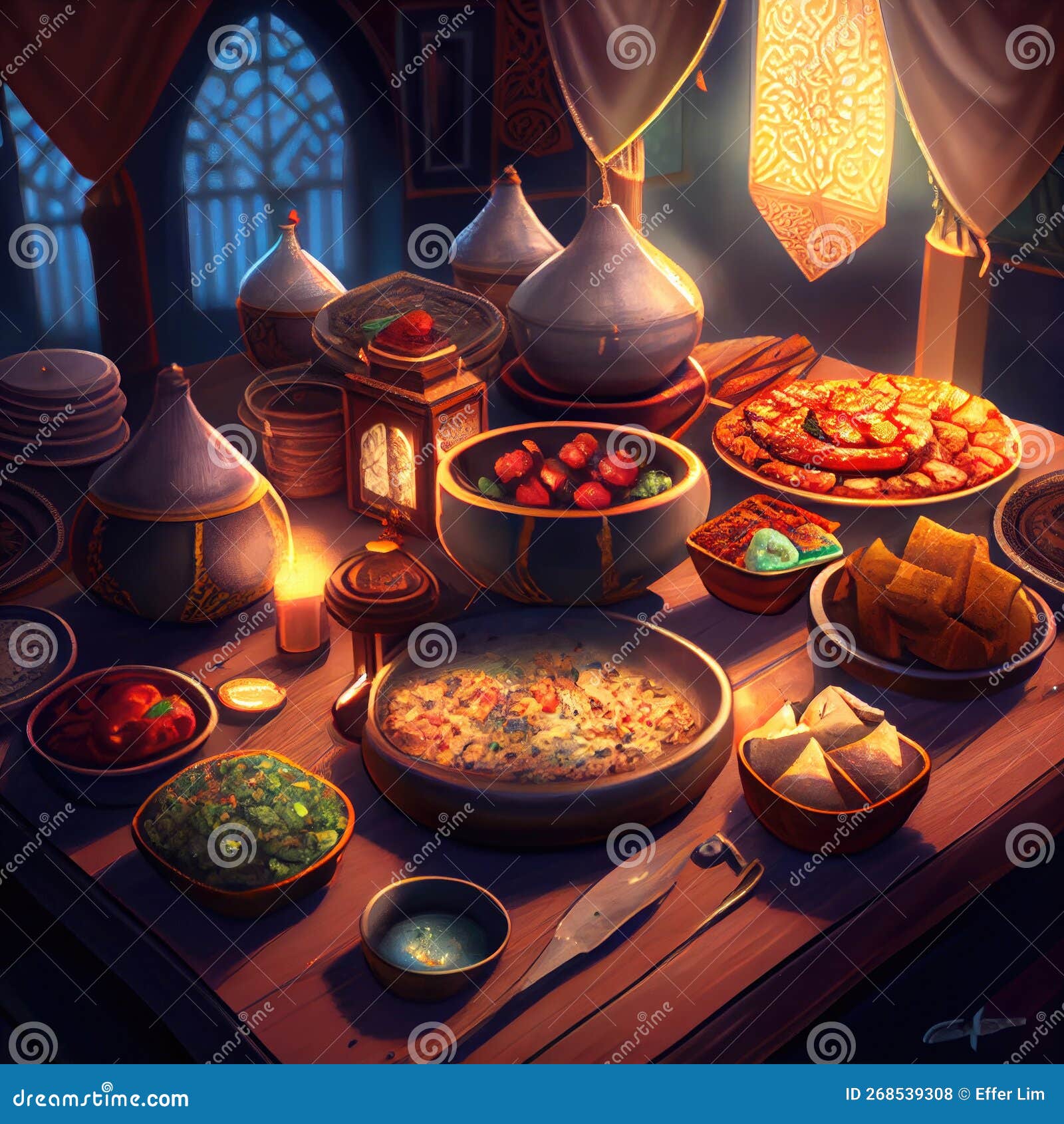 Ai Generated Open Fasting Buffet Stock Illustration - Illustration of ...