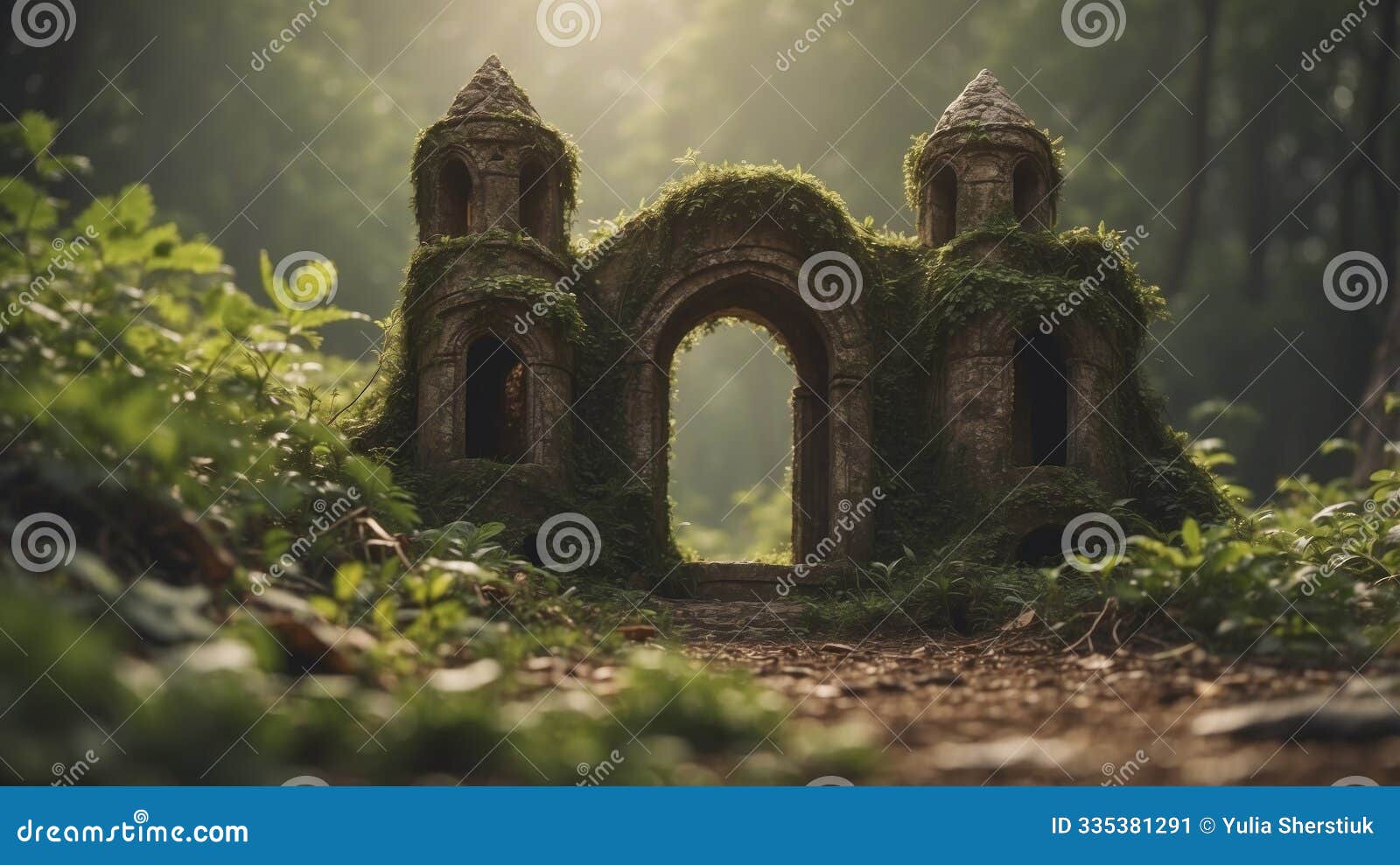 Overgrown Ruins of an Ancient Gothic Structure. Stock Image - Image of ...