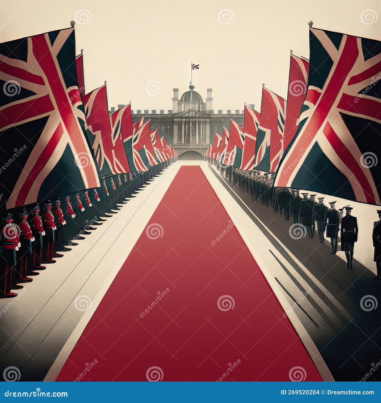 AI Generated Painting of Empty Processional Route with a Red Carpet and ...