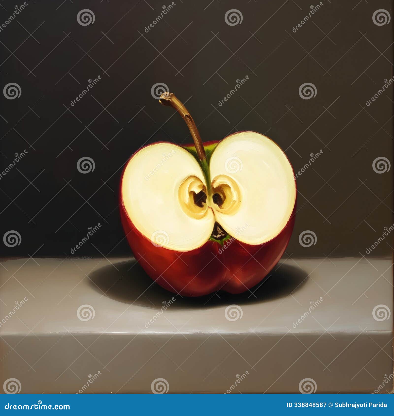 AI Generated Painting of a Half of an Apple Stock Illustration ...