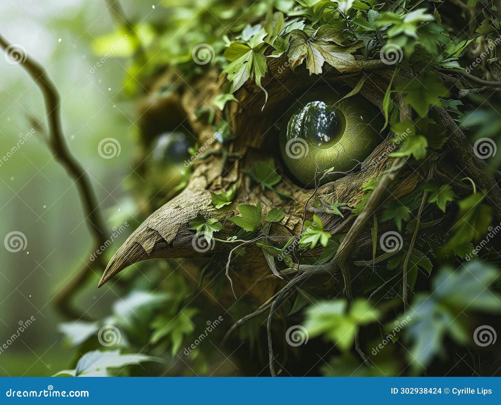AI-Generated Pareidolia: Eye And Falcon Head In A Tree Royalty-Free Stock Photography ...