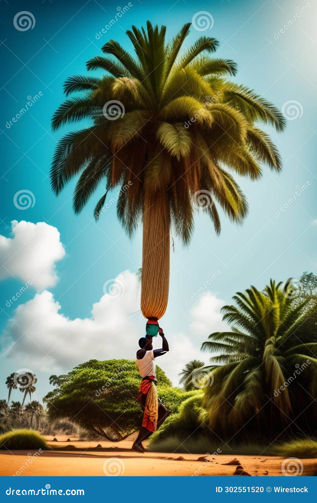 AI Generated Person Carrying Palm Tree Stock Illustration ...