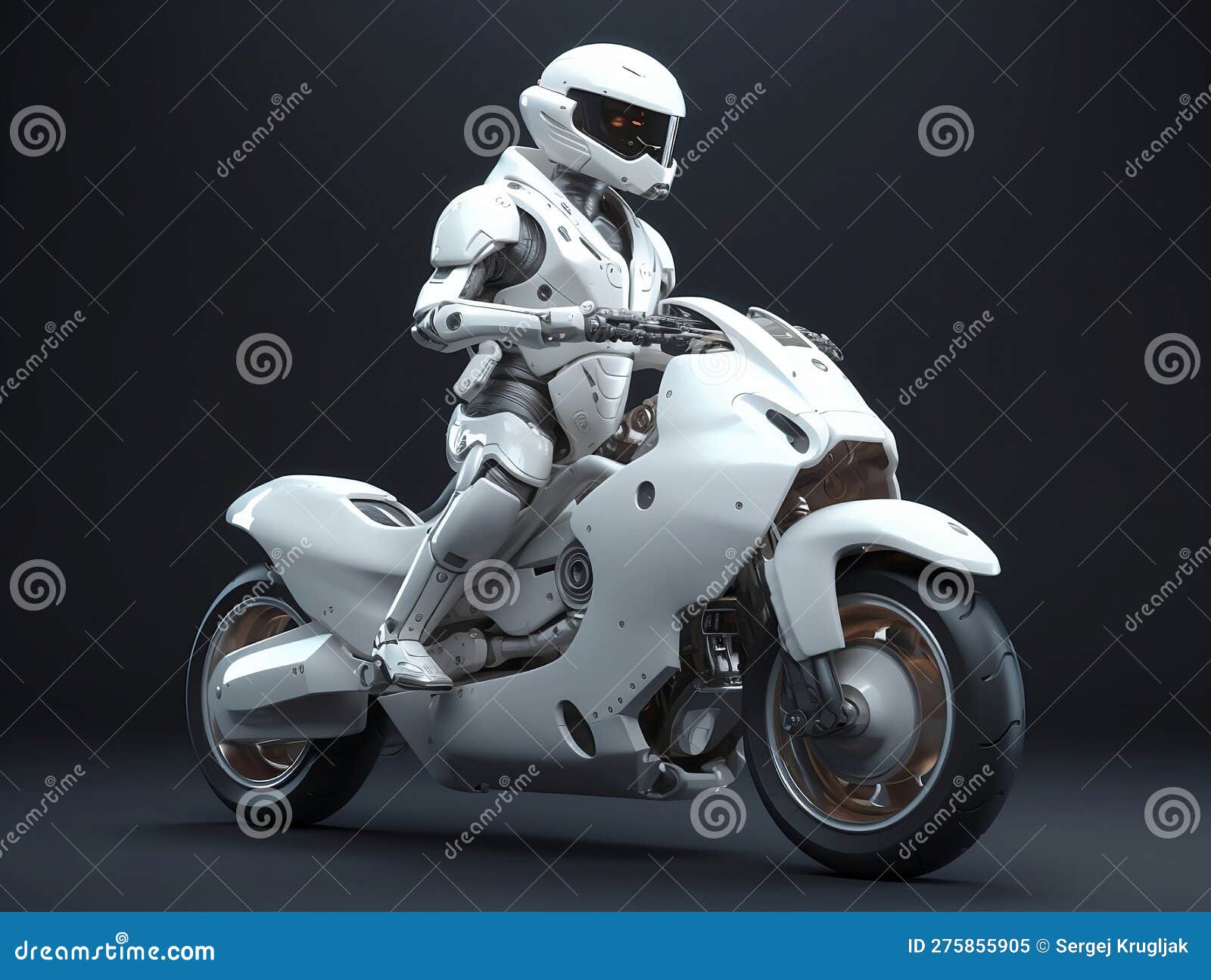 AI-generated Photo: Mechanical Robot Riding a Motorcycle at High Speed ... AI-generated Photo: Mechanical Robot Riding a Motorcycle at High Speed ...