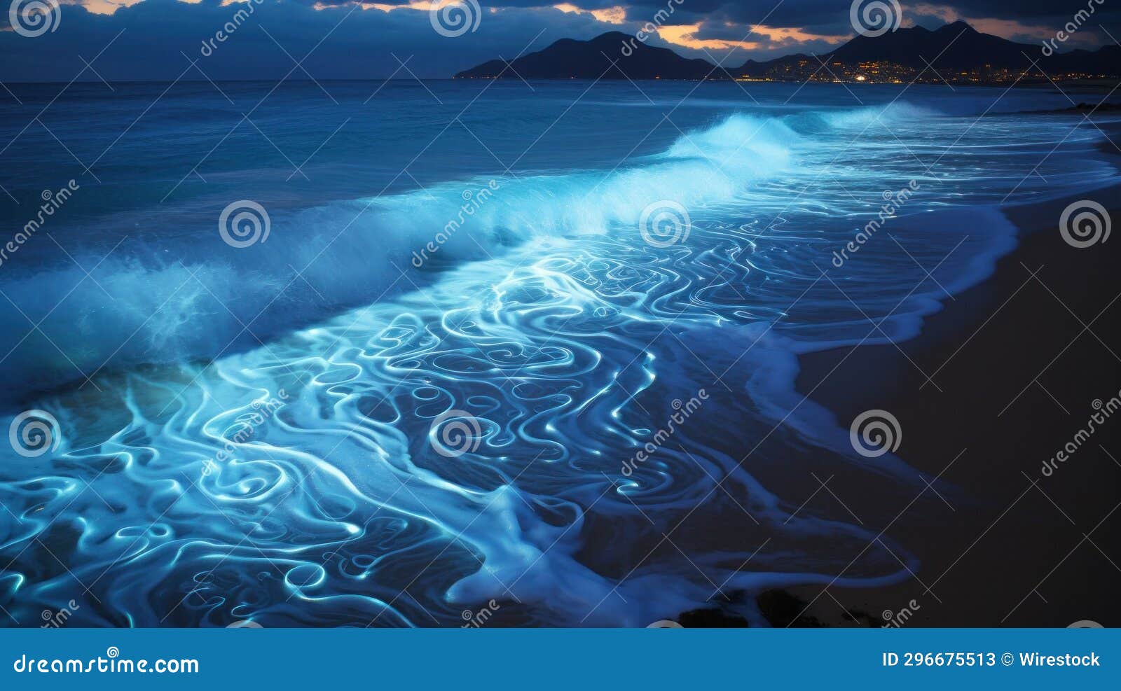 Luminous Ocean: Glow of the Tides. AI Generated Stock Illustration ...