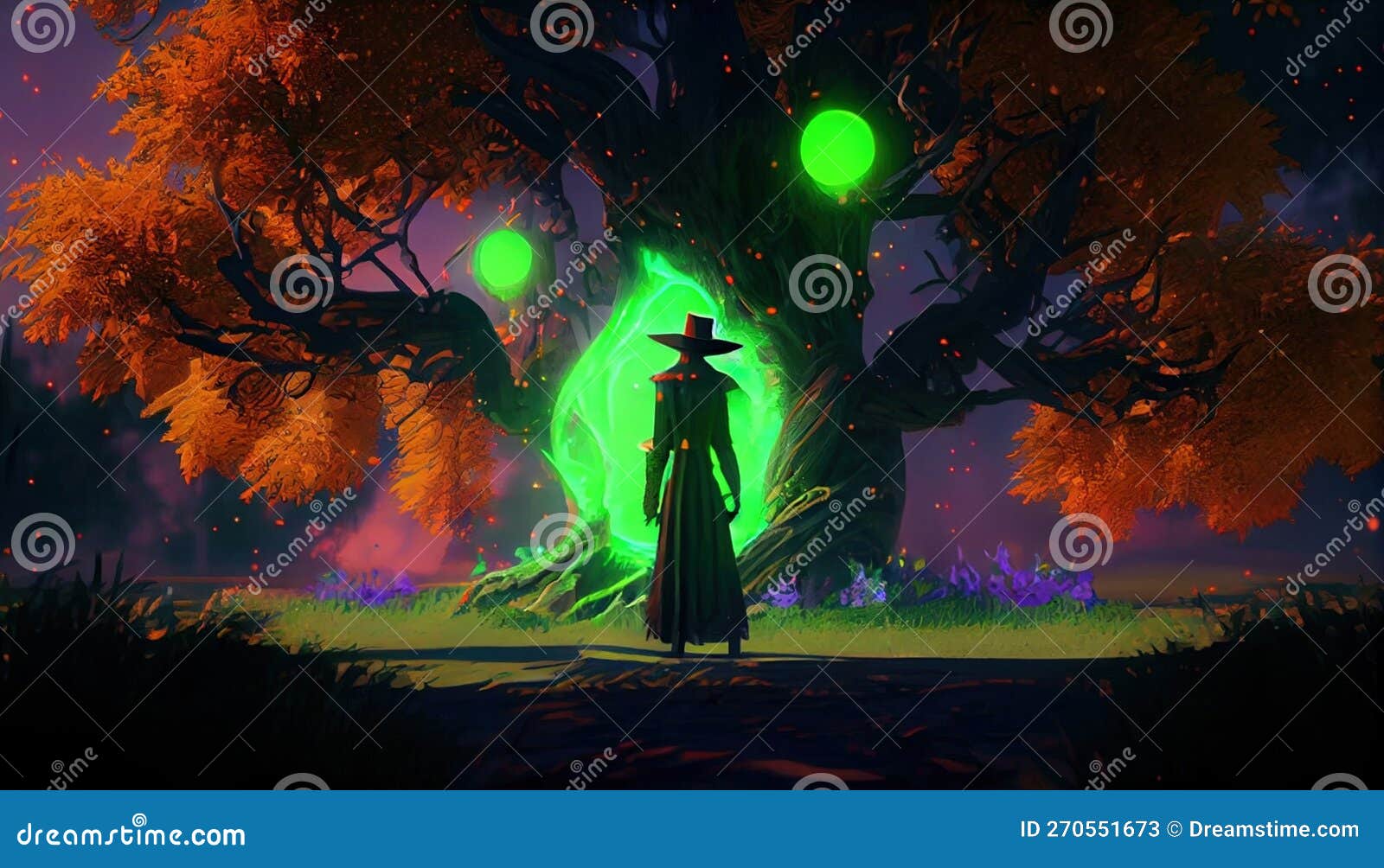 Enchanting Witchcraft Scene Under a Tree, Made with Generative AI Stock ...