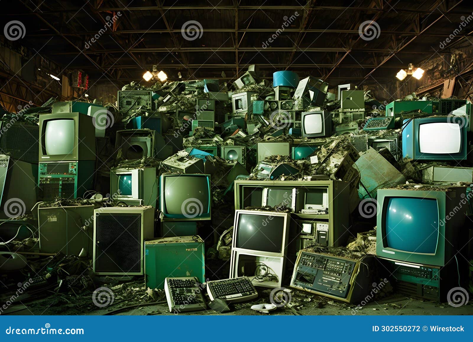 AI Generated Pile of Outdated Electronic Devices and Equipment in ...