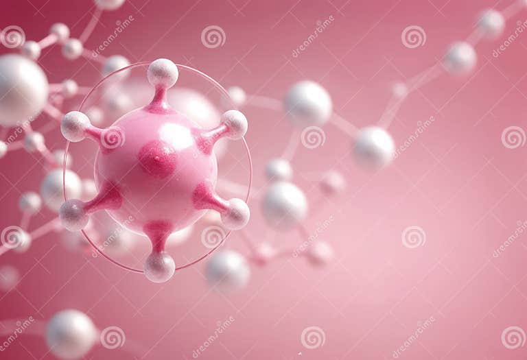 A Pink Molecular Model is Surrounded by White Moleculars Model Stock ...