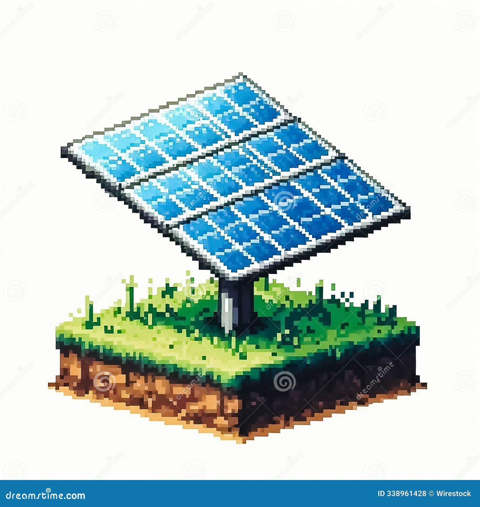 Pixel Art Solar Panel on Grassy Land Stock Illustration - Illustration ...