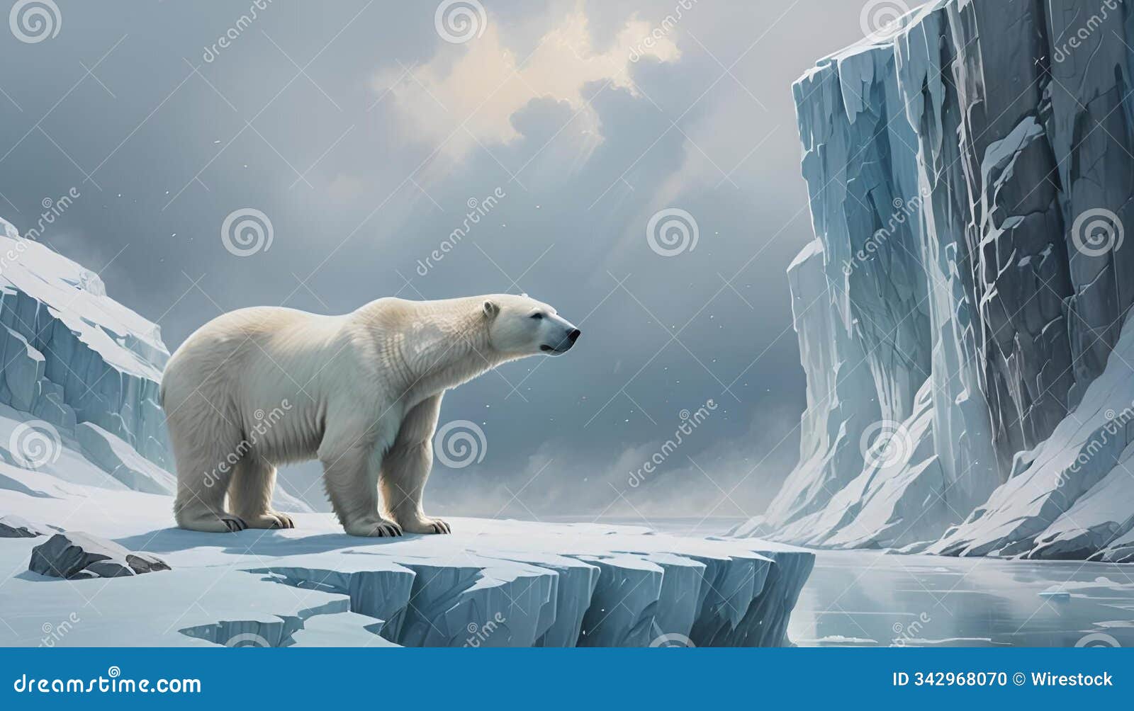 AI-generated Polar Bear in Search of Prey Stock Illustration ...