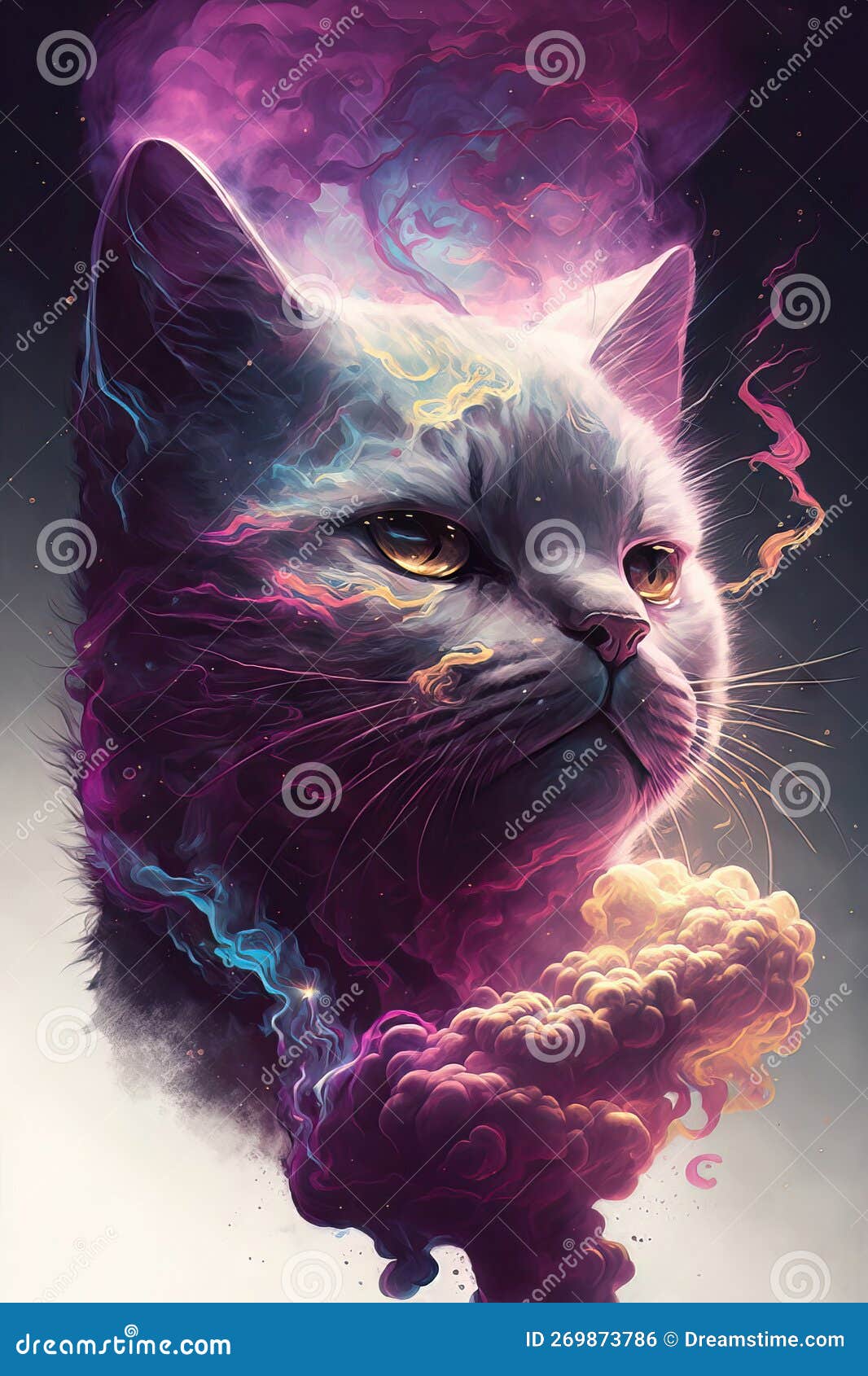 AI Generated Portrait of a Cat Made of Nebula and Stardust Stock ...