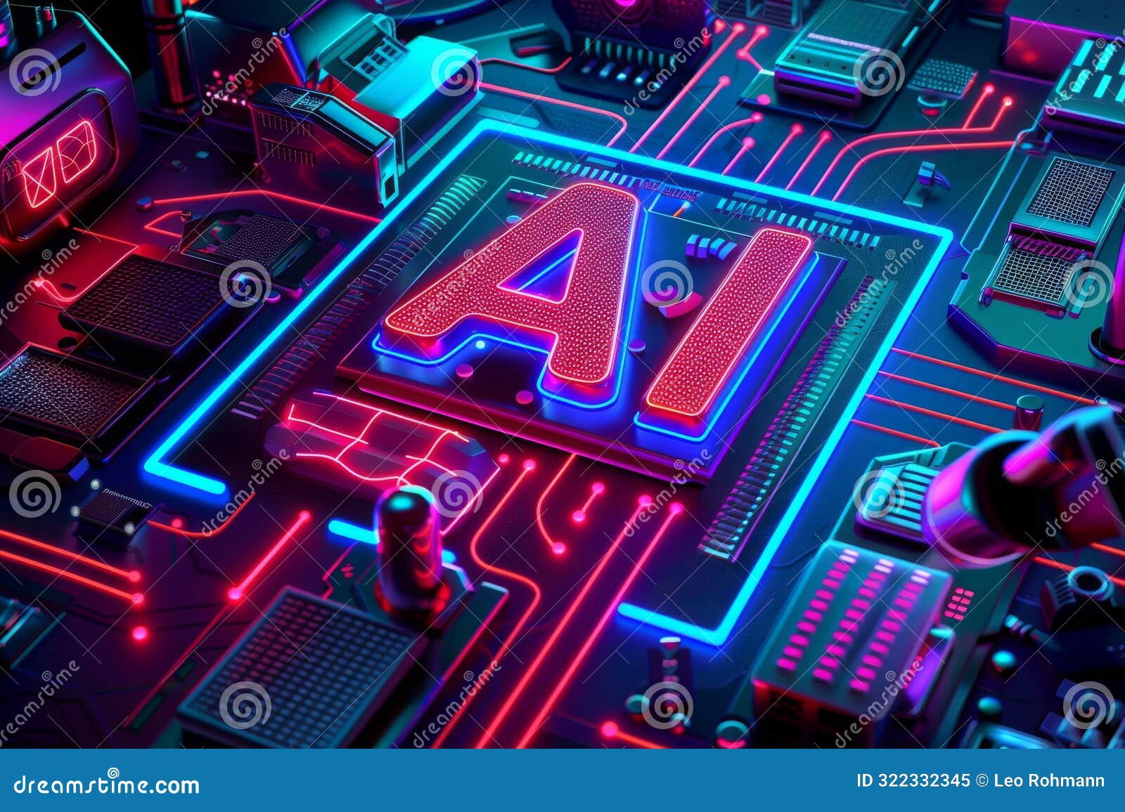 AI Processor on Digital Circuit Board, Advanced Artificial Intelligence ...