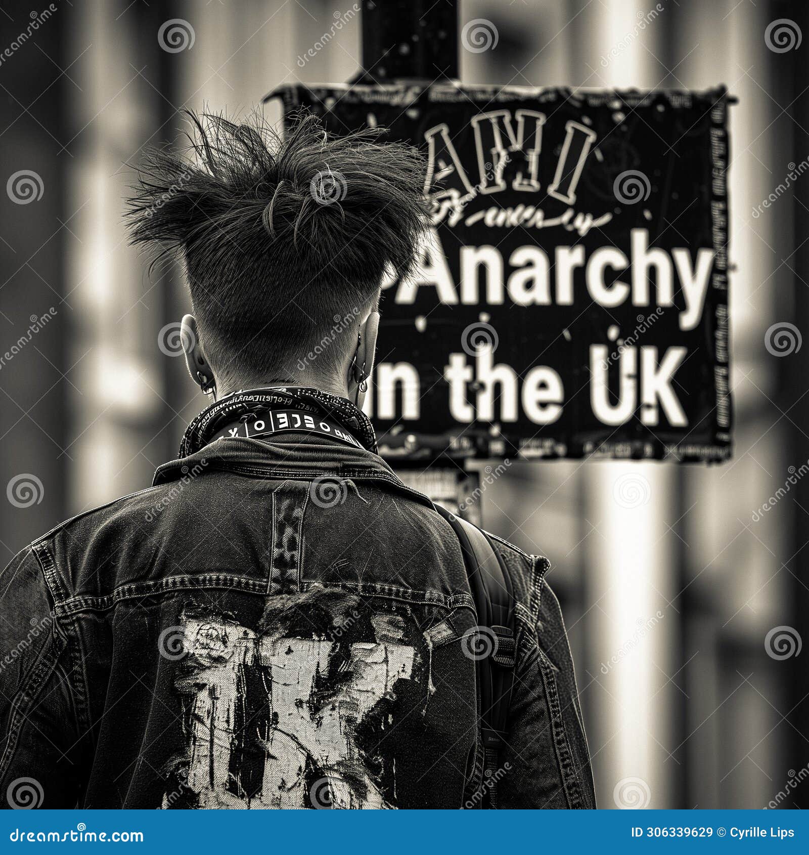 AI-Generated Punk with Anarchy Sign in London Stock Illustration ...