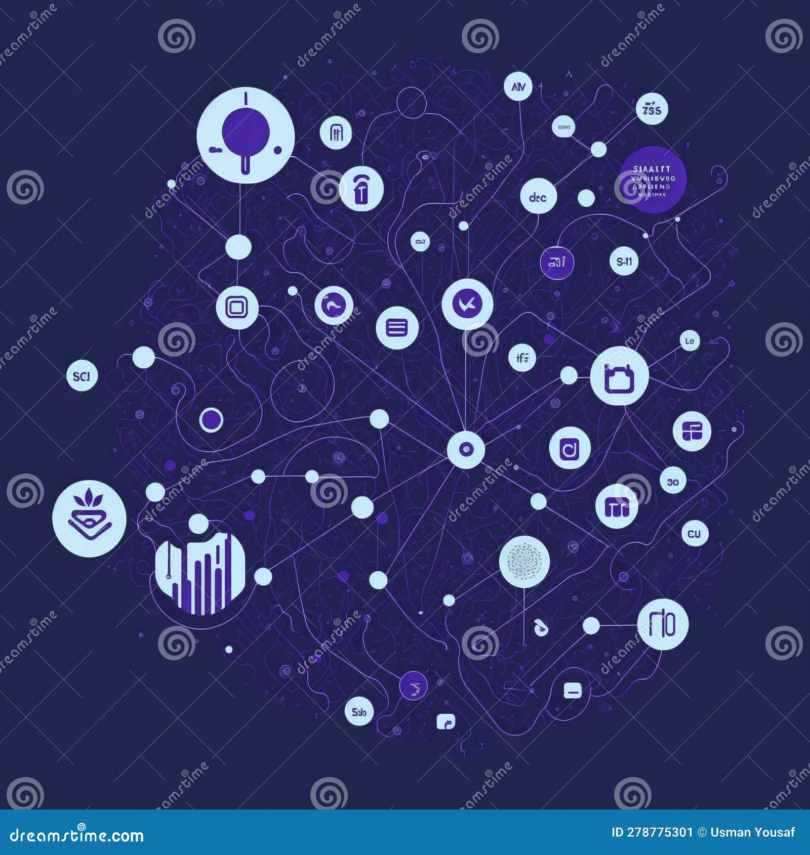 Ai Generated a Purple Circular Icon with Multiple Graphics on it Stock ...