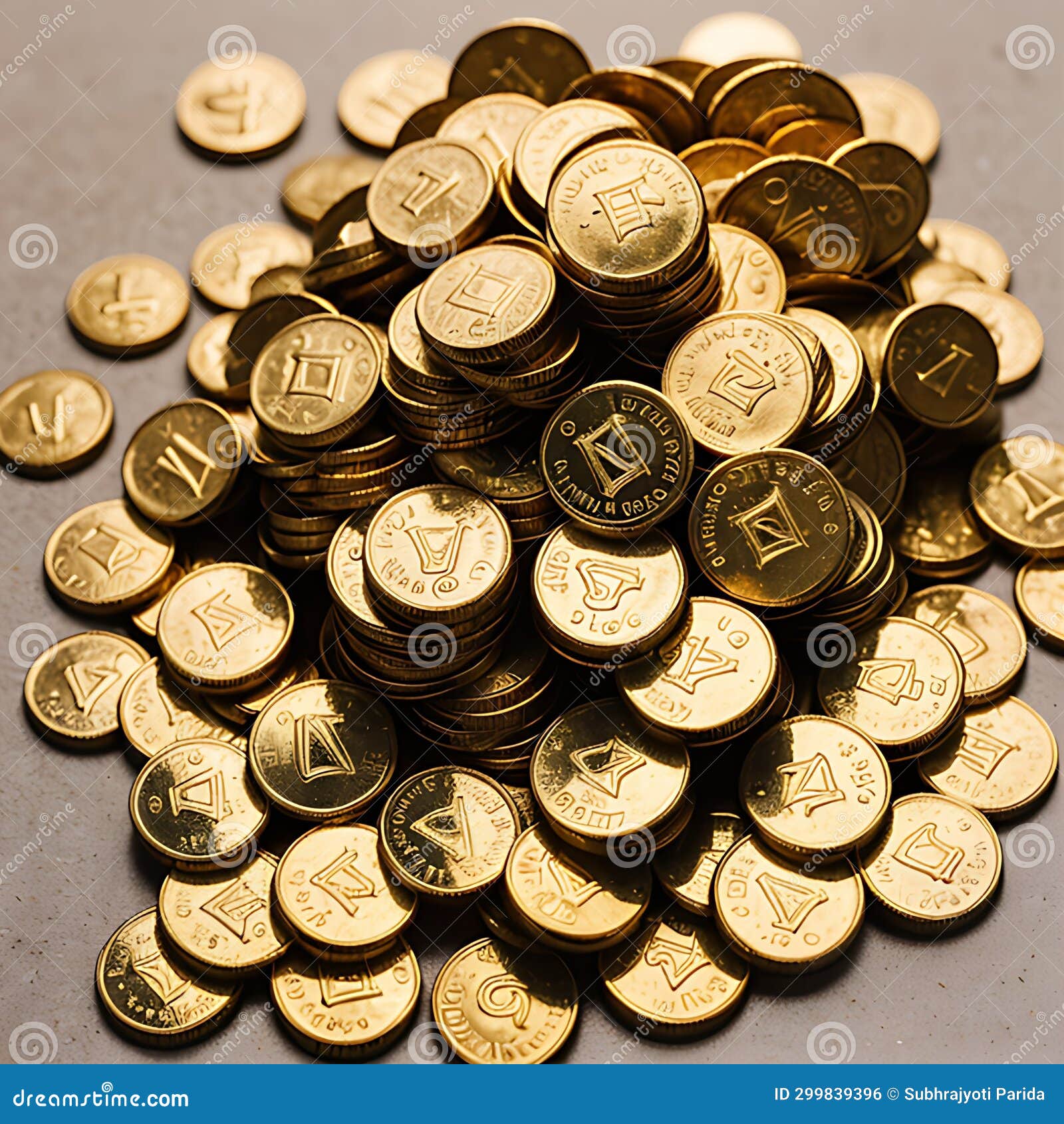AI Generated Realistic Image of a Heap of Gold Coins Stock Illustration ...