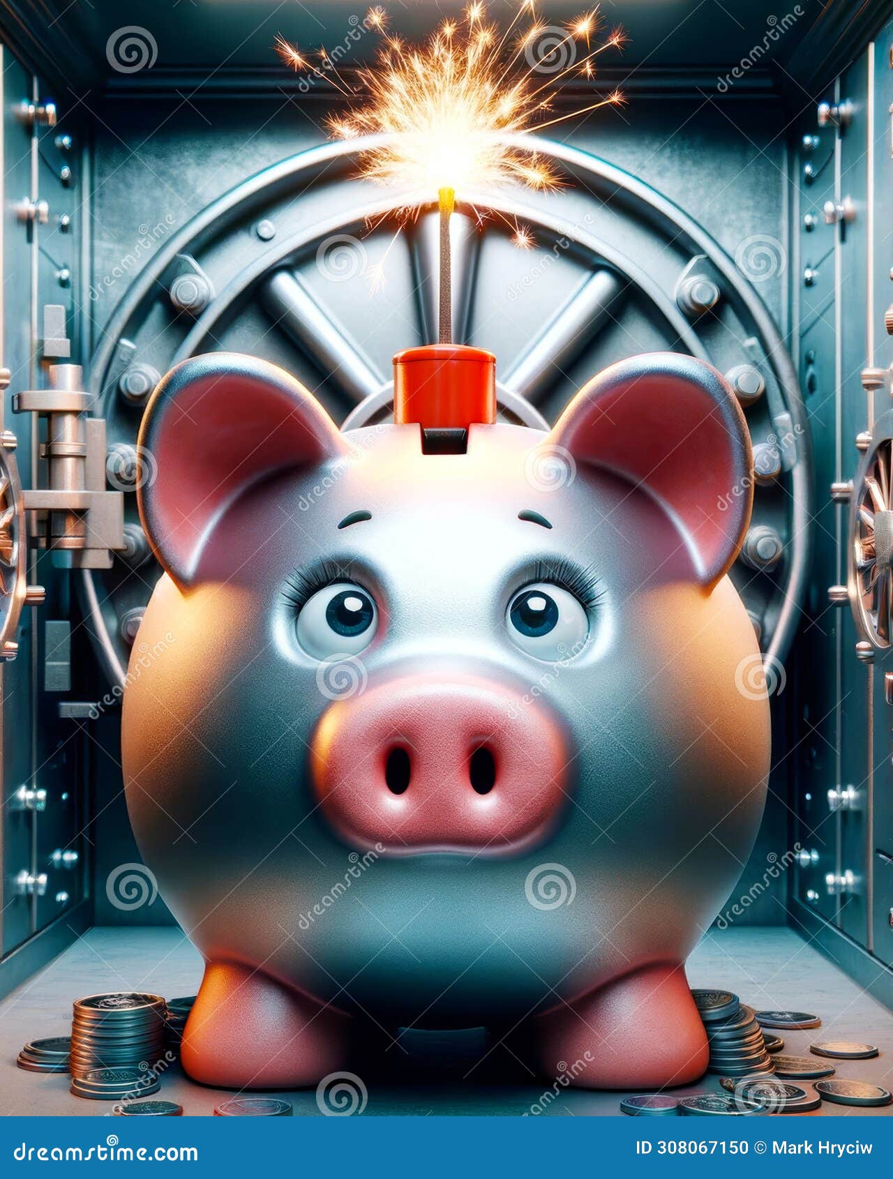 Personal Debt Limit Bubble Piggy Bank Inflation Economy AI Generated ...