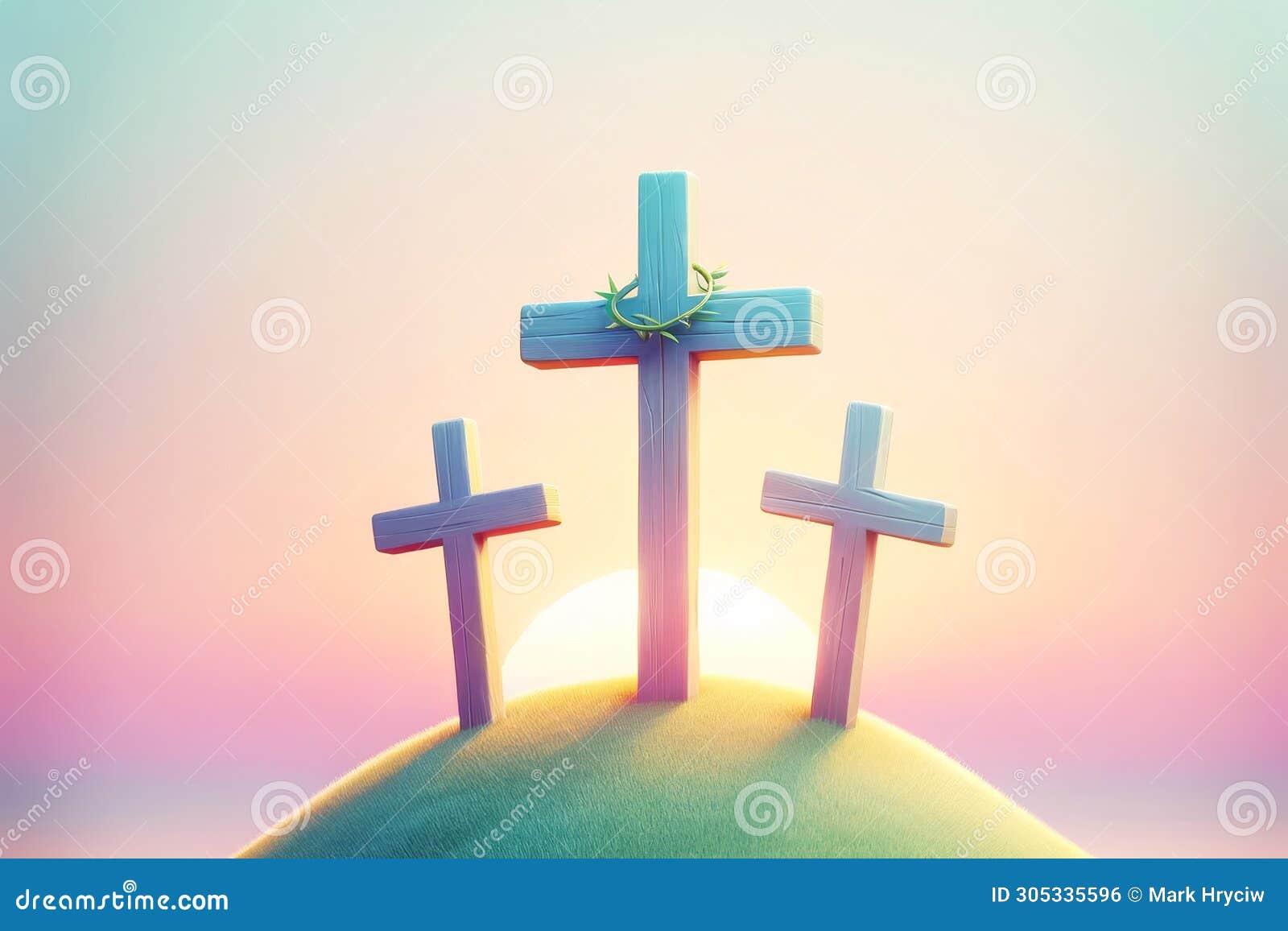 Easter Crosses, Crucifixion Of Jesus Christ, Calvary, Golgotha. Royalty ...