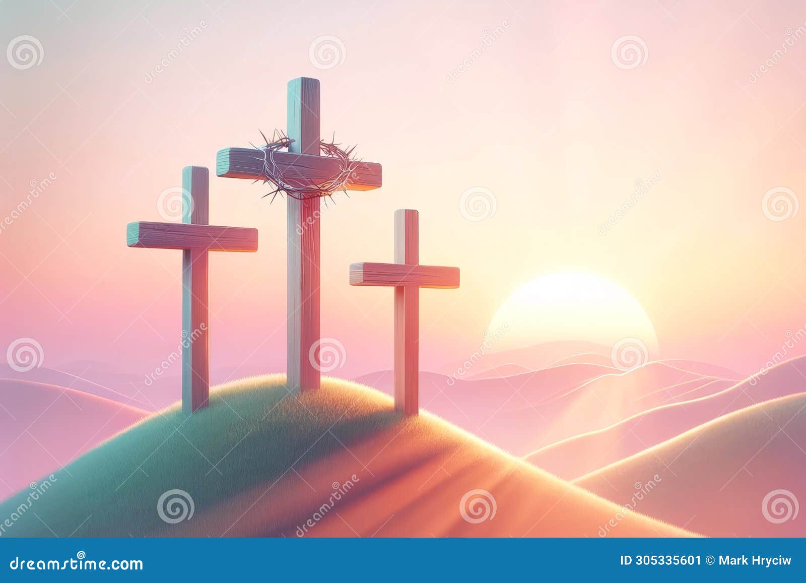Easter Crosses, Crucifixion Of Jesus Christ, Calvary, Golgotha. Royalty ...