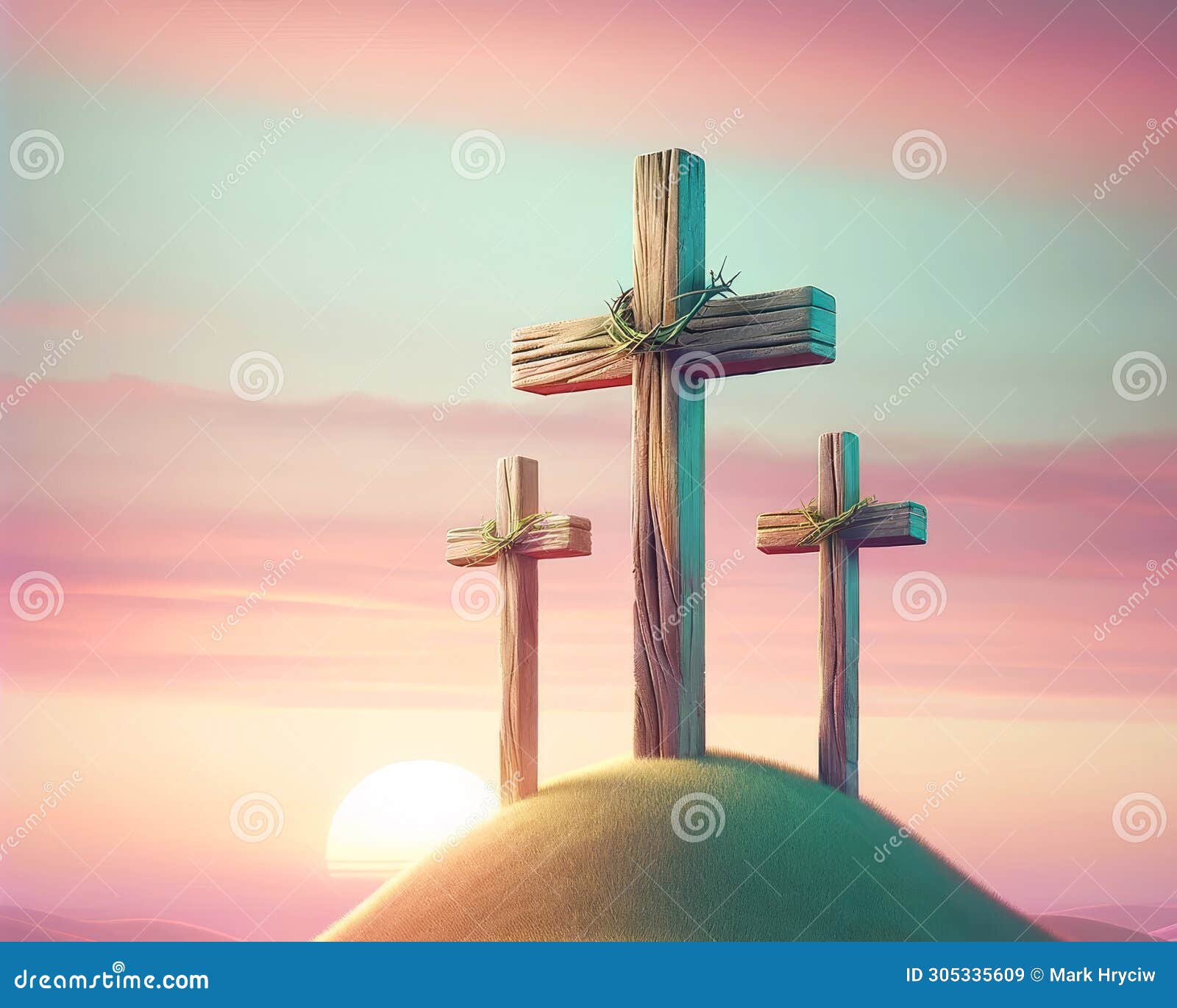 Easter Crosses, Crucifixion Of Jesus Christ, Calvary, Golgotha. Royalty ...