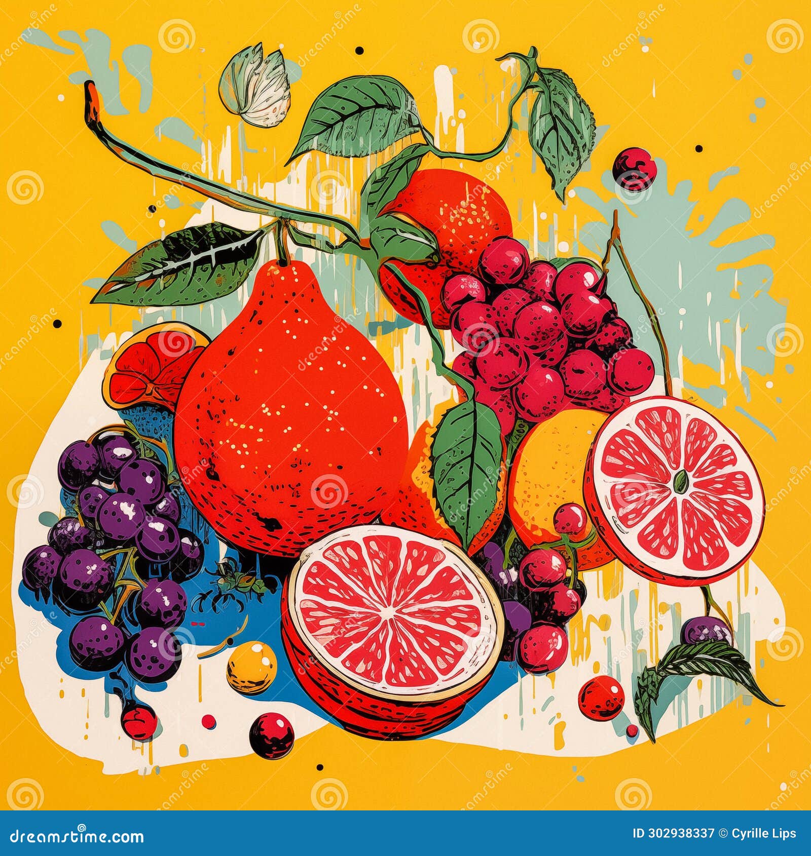 AI-Generated Riso-Style Fruit Image Stock Illustration - Illustration ...