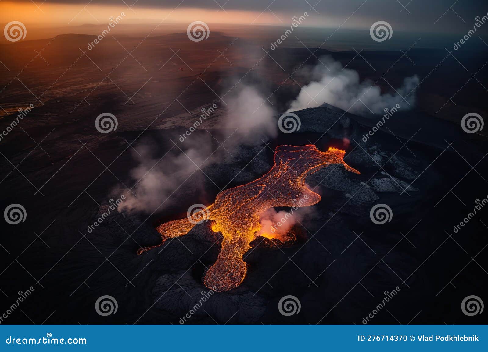 Erupting Volcano Set Vector Flat Illustration. Natural Volcanic ...