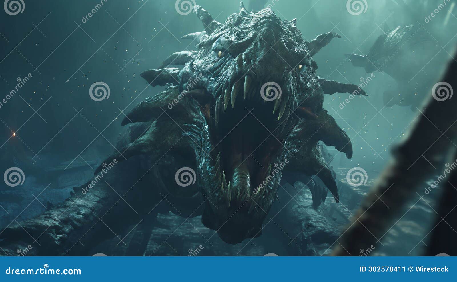 AI Generated Roaring Mythical Creature Stock Illustration ...