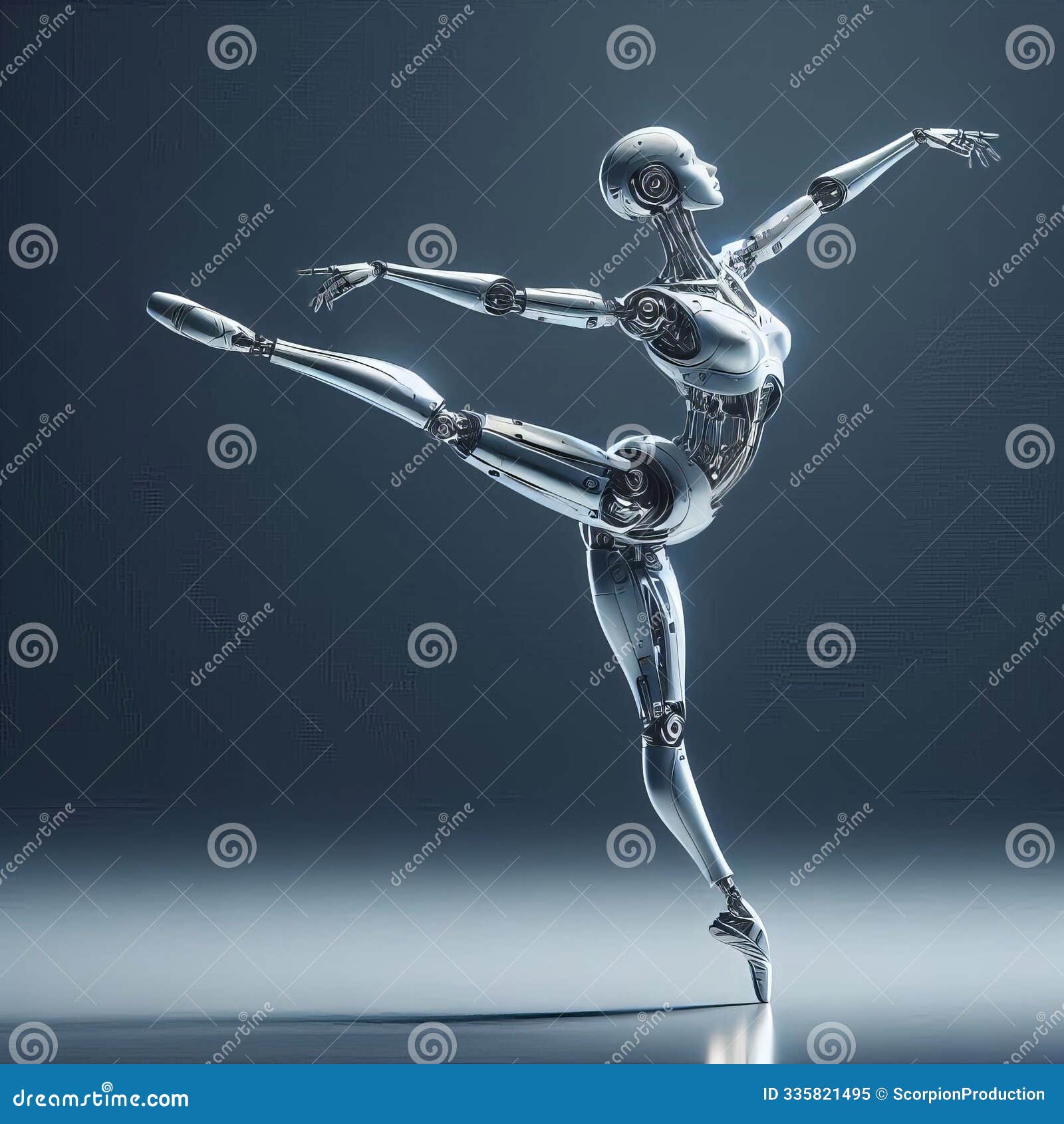 AI-generated Robotic Figure in a Dynamic Ballet Pose Stock Image ...