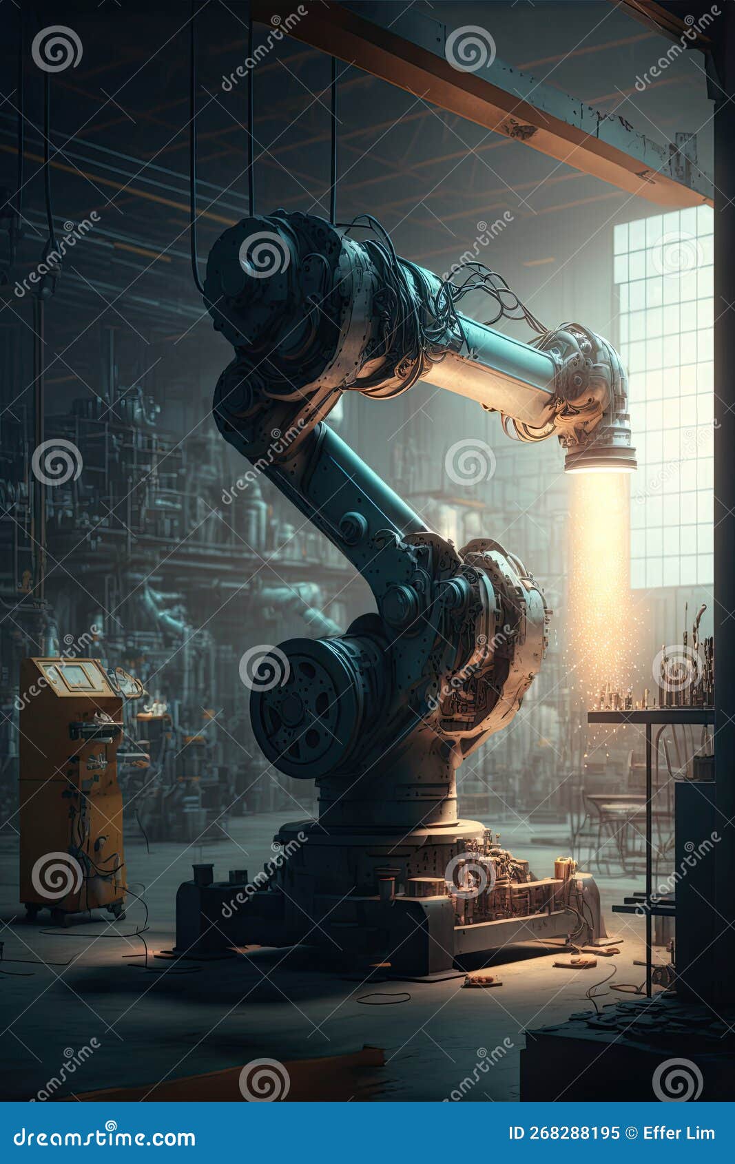 Ai Generated Robotics Automatic Arms Machine in Intelligent Factory ...