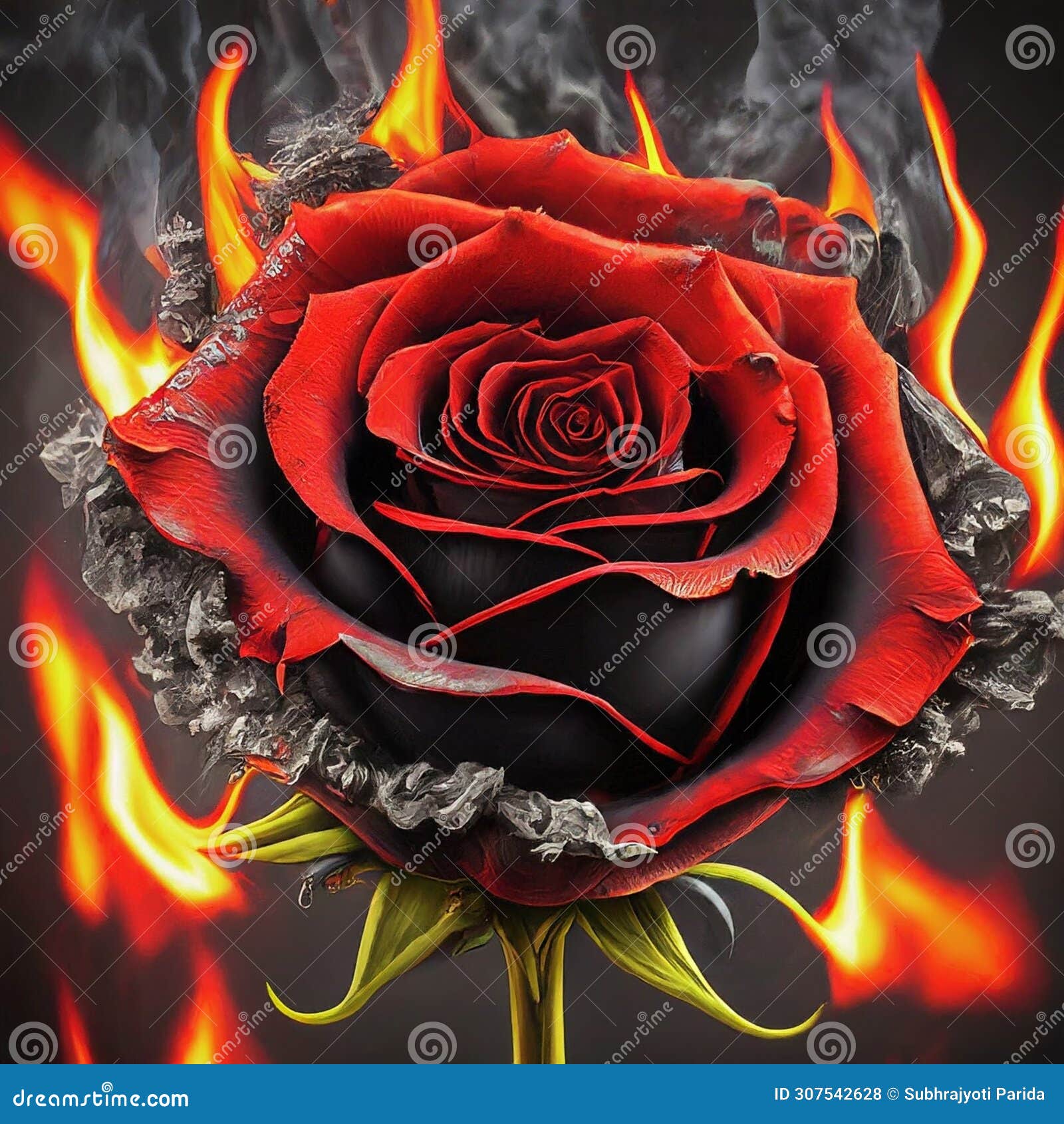 AI Generated Rose on Fire and Turning To Ash Stock Photo - Image of ...