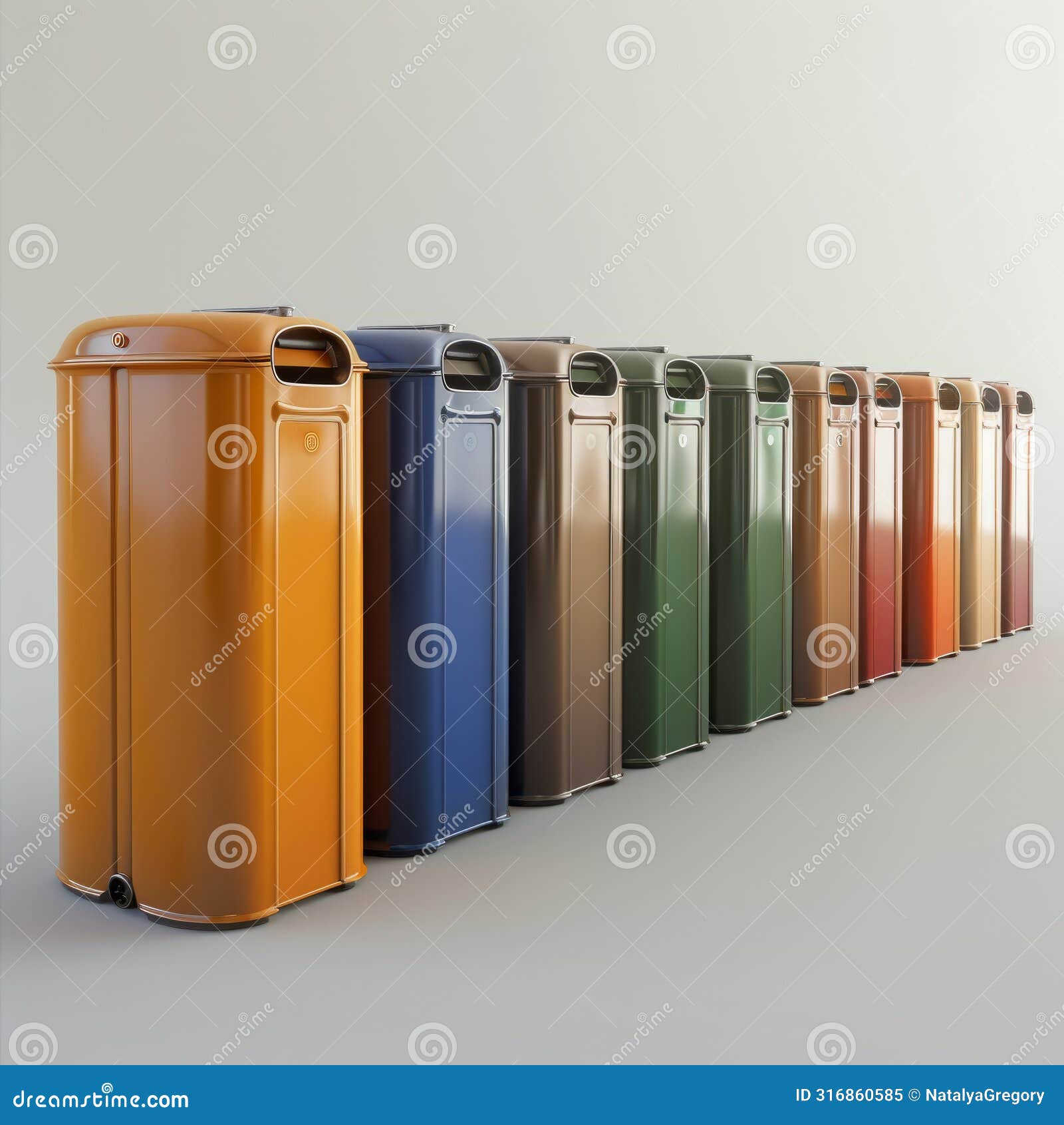 AI Generated. a Row of Colored Trash Cans Showing the Organization and ...