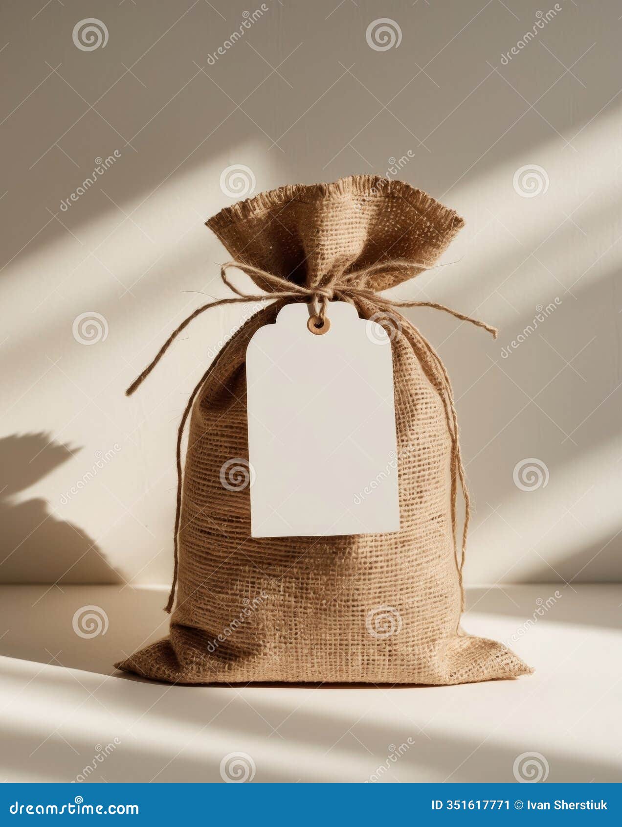 Rustic Burlap Bag with Blank Gift Tag for Creative Packaging or ...