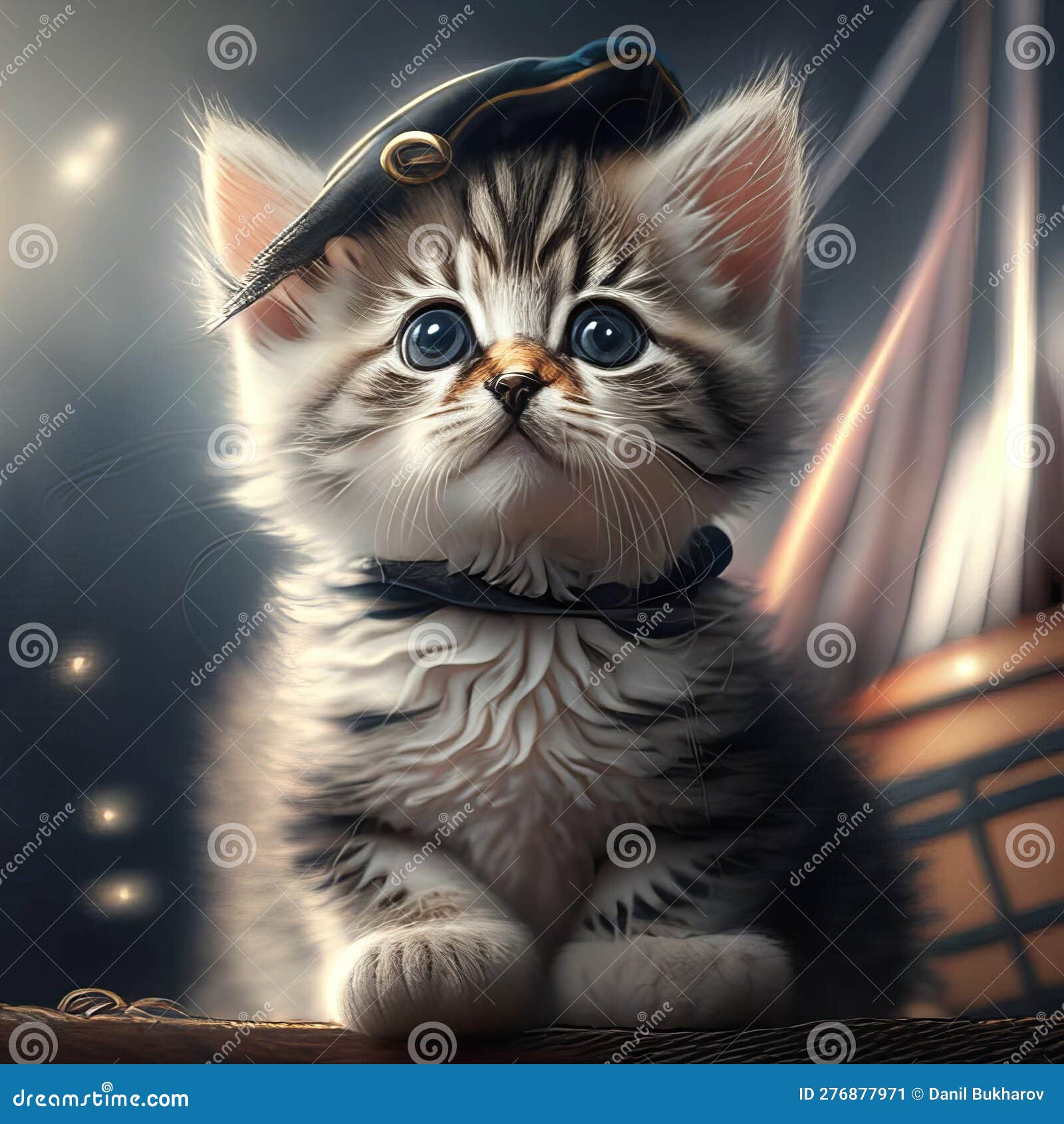 AI generated sailor kitten stock illustration. Illustration of ...