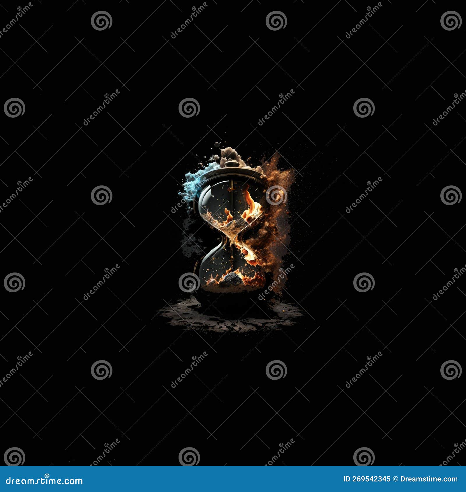 Sand in Hourglass Burning, Exploding, and Disintegrating As Time Wastes ...