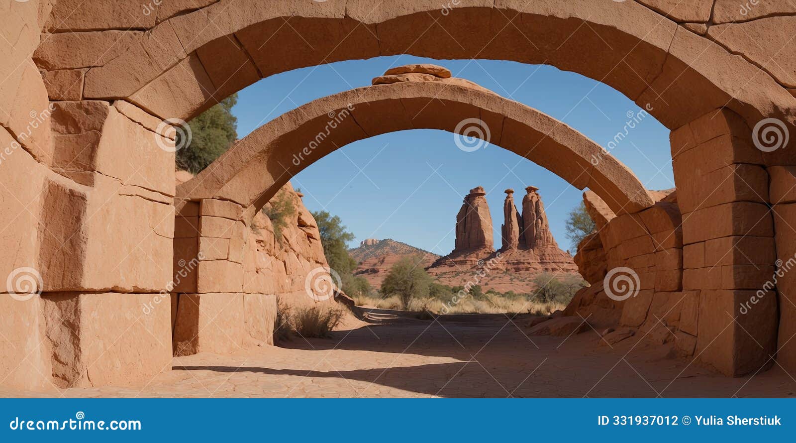 Sandstone Archways Create a Beautiful and Symmetrical Visual Effect ...