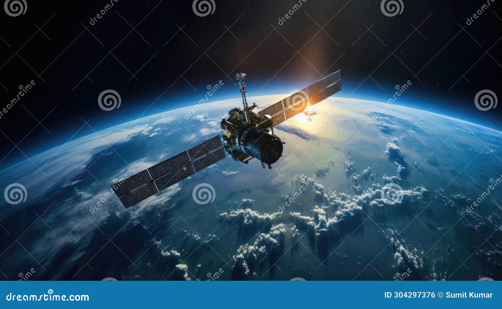 AI Generated Satellite Constellation Navigating Earth S Orbit Stock ...