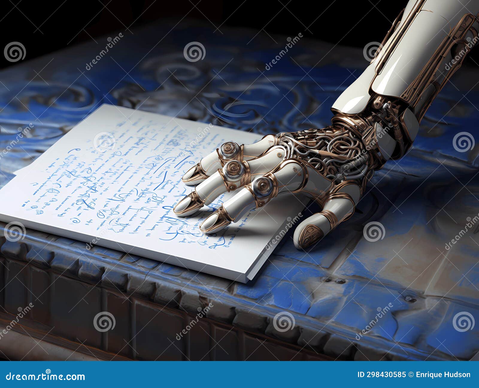 AI-Generated Scholar: Robot Hand Checking Notebook Stock Illustration ...