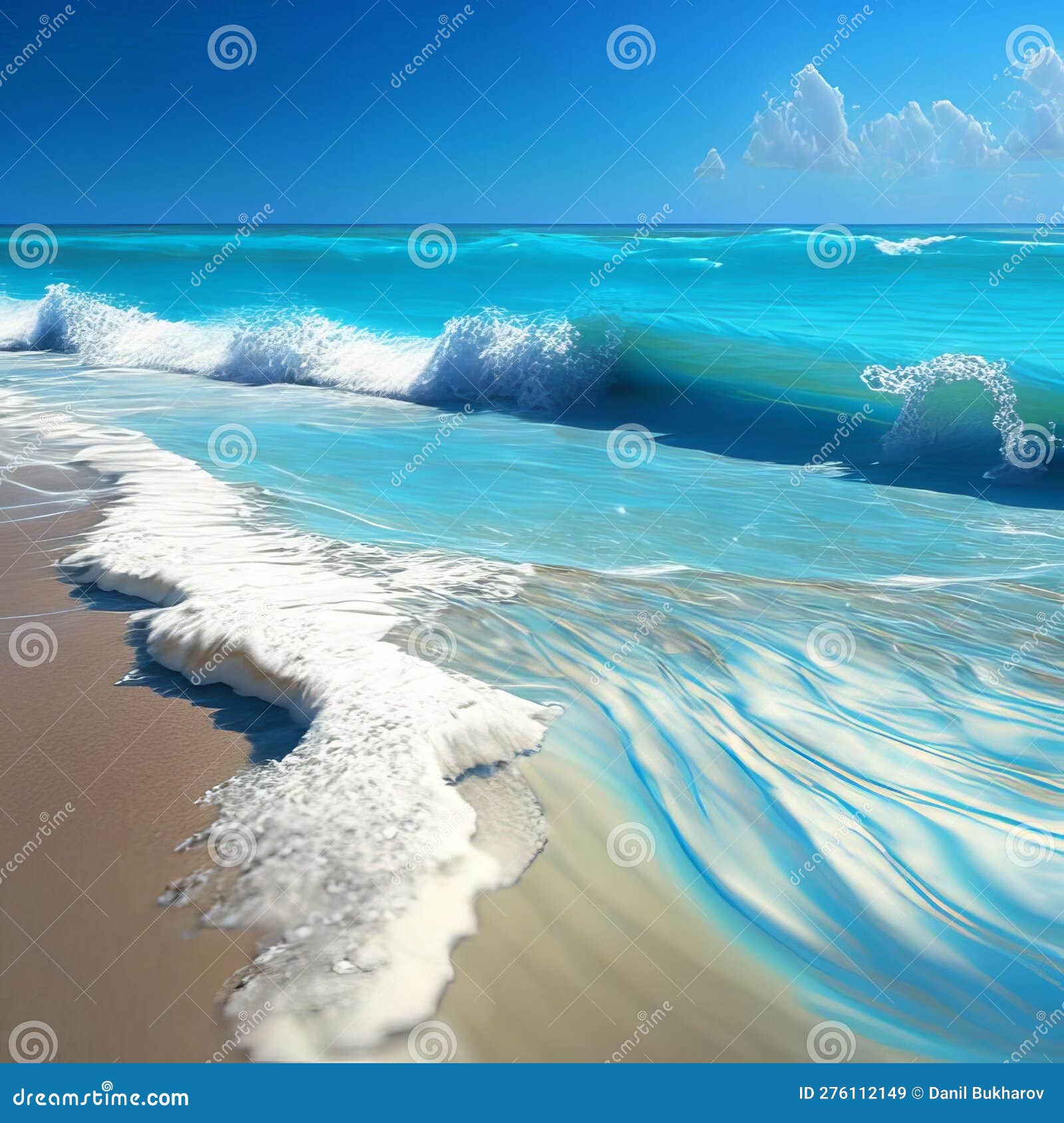 AI generated sea-shore stock illustration. Illustration of waves ...