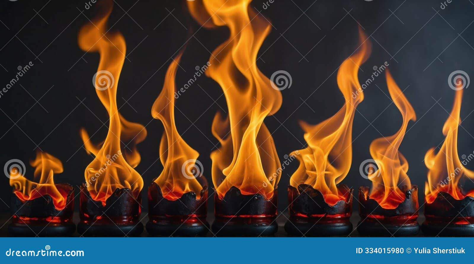 A Series of Flames are Shown in Different Positions and Sizes. Stock ...