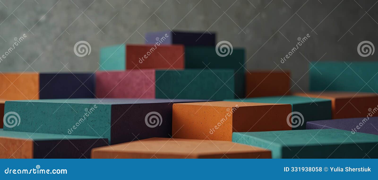 A Series of Hexagonal Plinths with Slanted Sides Creating a Geometric ...